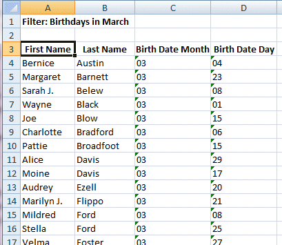 Birthday List by Month - Volunteer Software