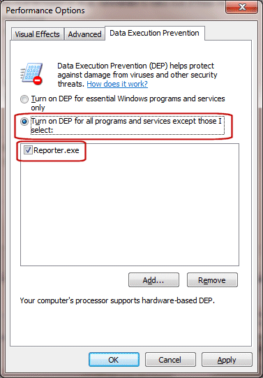 DEP Data Execution Prevention - Volunteer Software